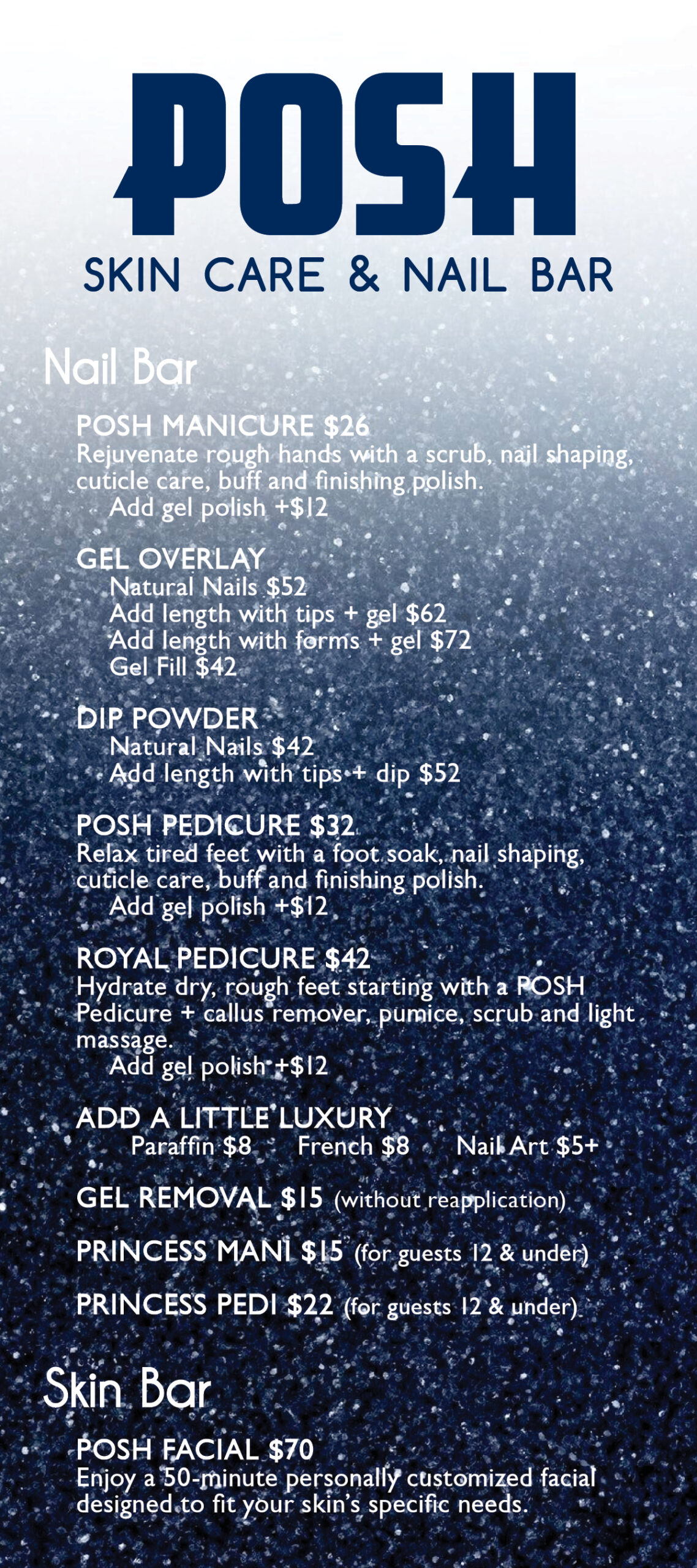Menu - Posh Skin Care and Nail Bar